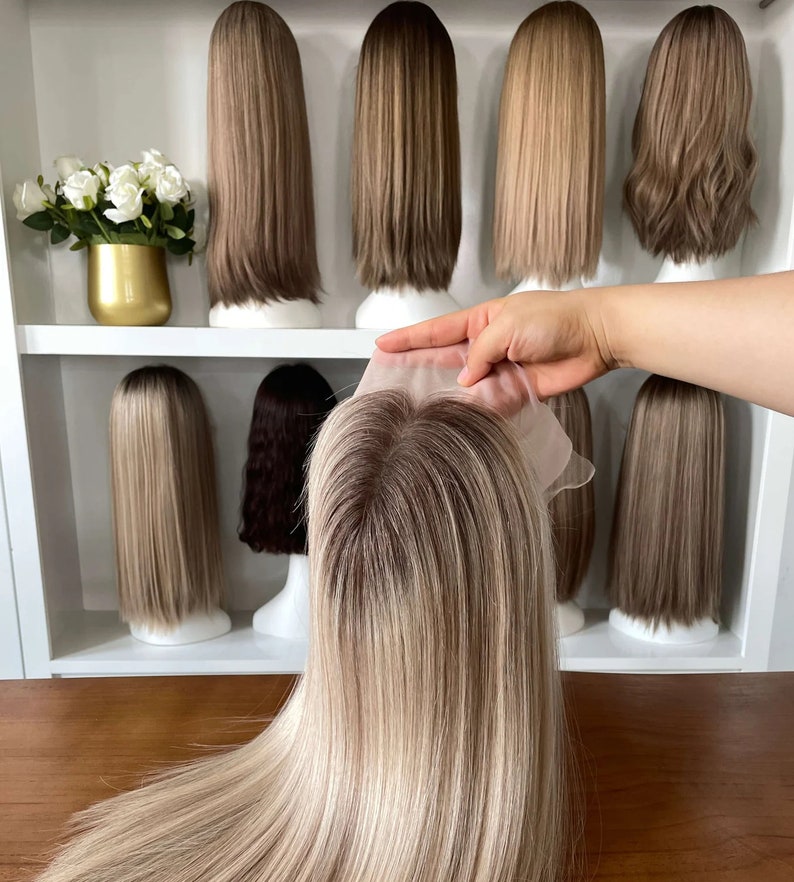 100% Ash Blonde Human Hair Kosher Wig Sheitel Lace Front - Etsy