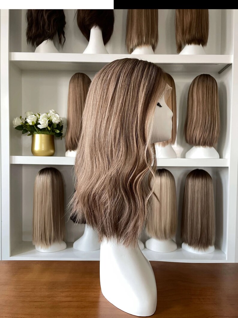 100% Ash Blonde Wavy Human Hair Kosher Wig Sheitel Lace Front Cap - Etsy