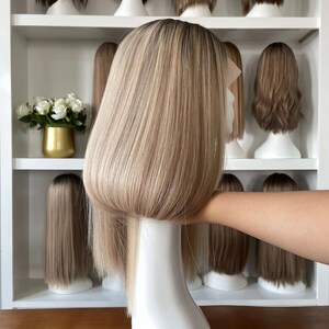 100% Ash Blonde Human Hair Kosher Wig Sheitel Lace Front - Etsy