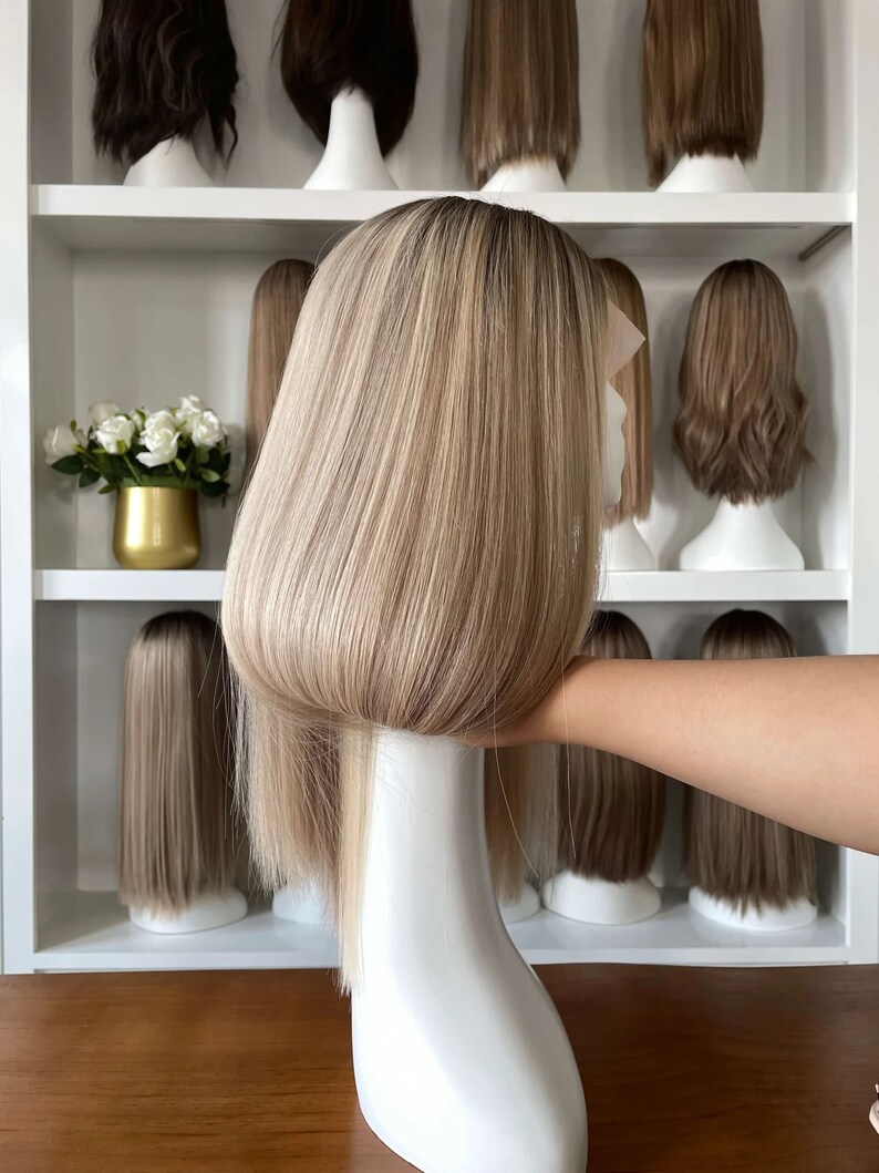 100% Ash Blonde Human Hair Kosher Wig Sheitel Lace Front - Etsy