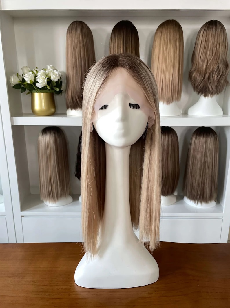 100% Ash Blonde Human Hair Kosher Wig Sheitel Lace Front - Etsy