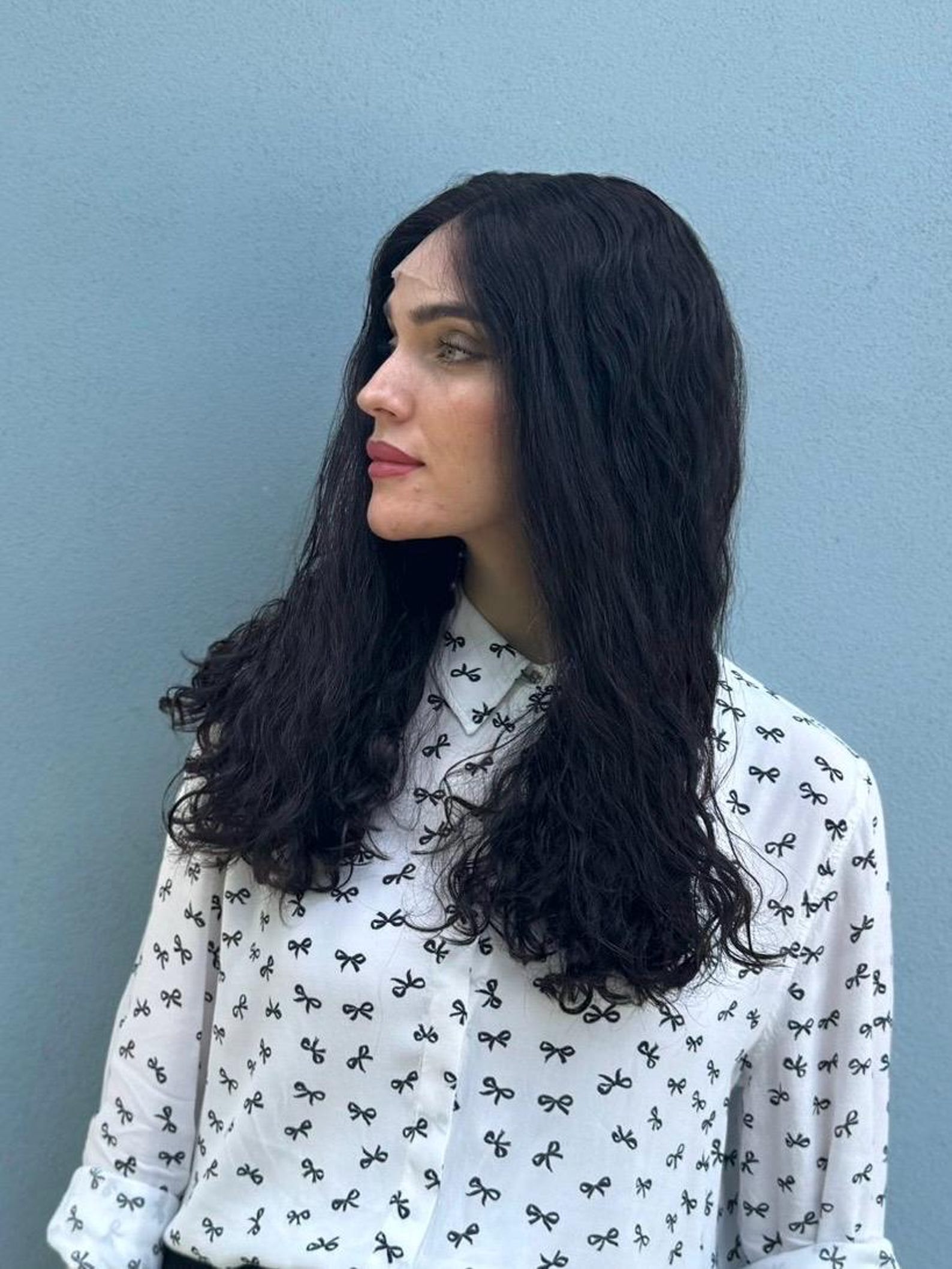 100% Wavy Black Human Hair #1 18” Inch Handmade Kosher Lace Front Wig ...