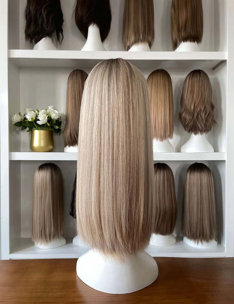 100% Ash Blonde Human Hair Kosher Wig Sheitel Lace Front - Etsy