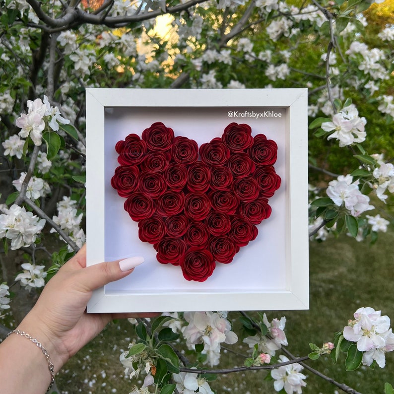 Heart Shaped Flower Shadow Box Customized Gift for Valentine's Day ...
