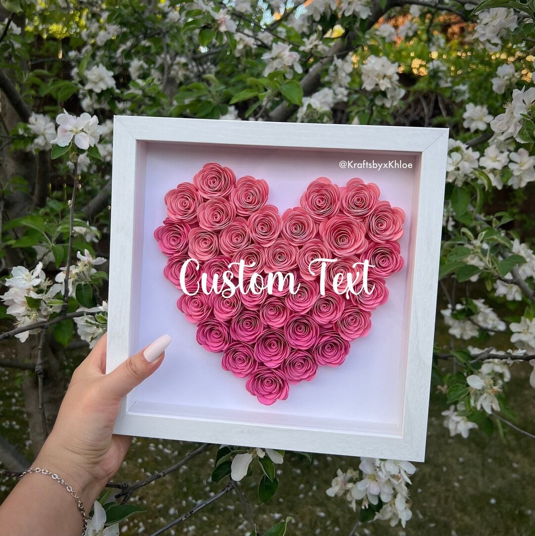 Heart Shaped Flower Shadow Box Customized Gift for Valentine's Day ...