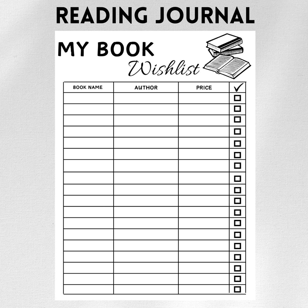 Book Reading Tracker ,A5 Journal Page ,printable My Book Wishlist ...