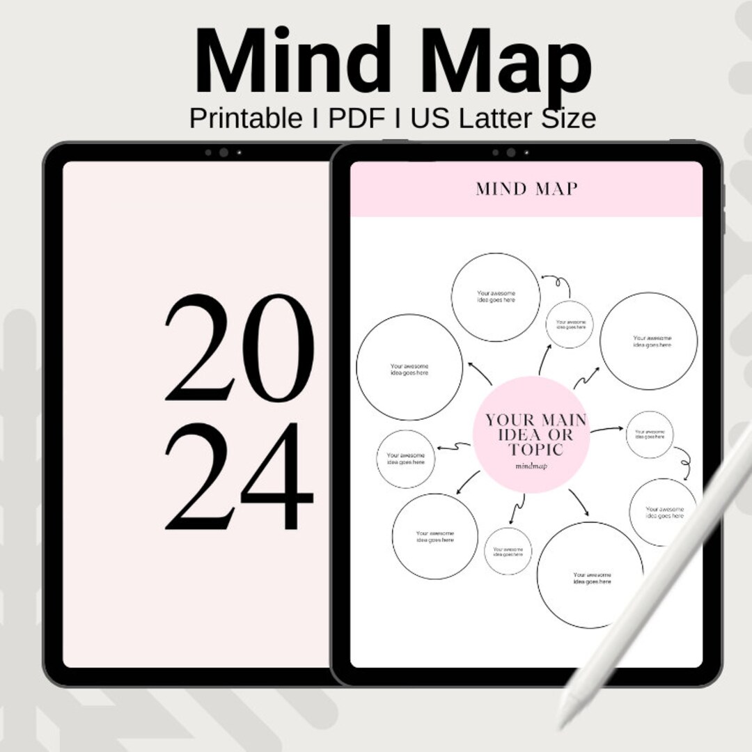 Mapa mental PDF imprimible y editable, tablero de ideas, plantilla de ...