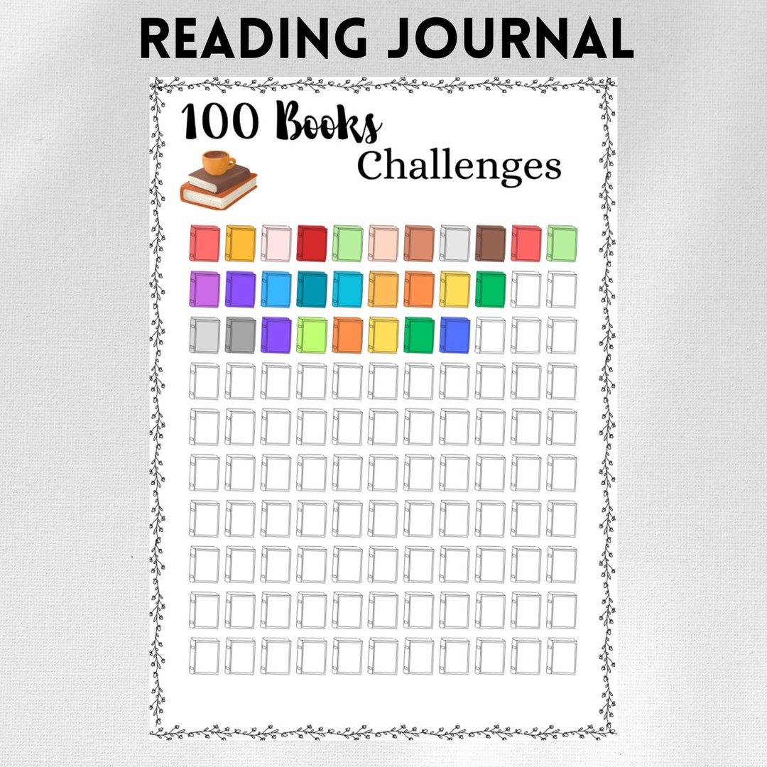 100 Book Reading Challenge , A5 Journal Page ,reading Tracker ,reading Log PRINTABLE Planner ...