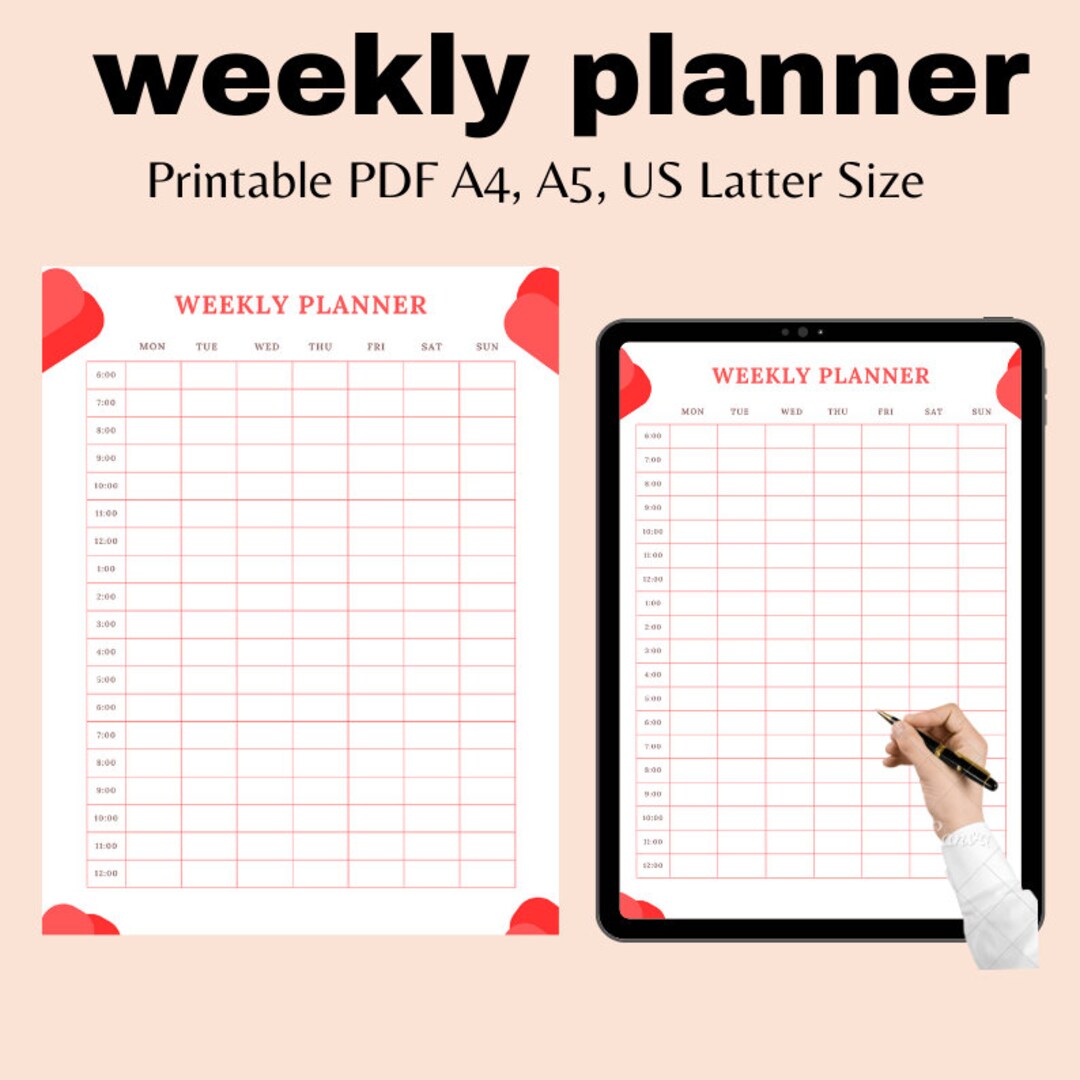 Weekly Planner Printable Minimalist Weekly Schedule Daily - Etsy