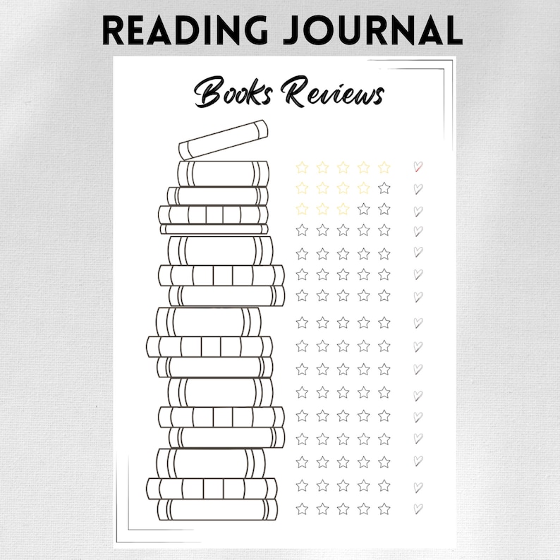 Reading Journal ,A5 Journal Page ,printable Tracker ,book Challenge ...