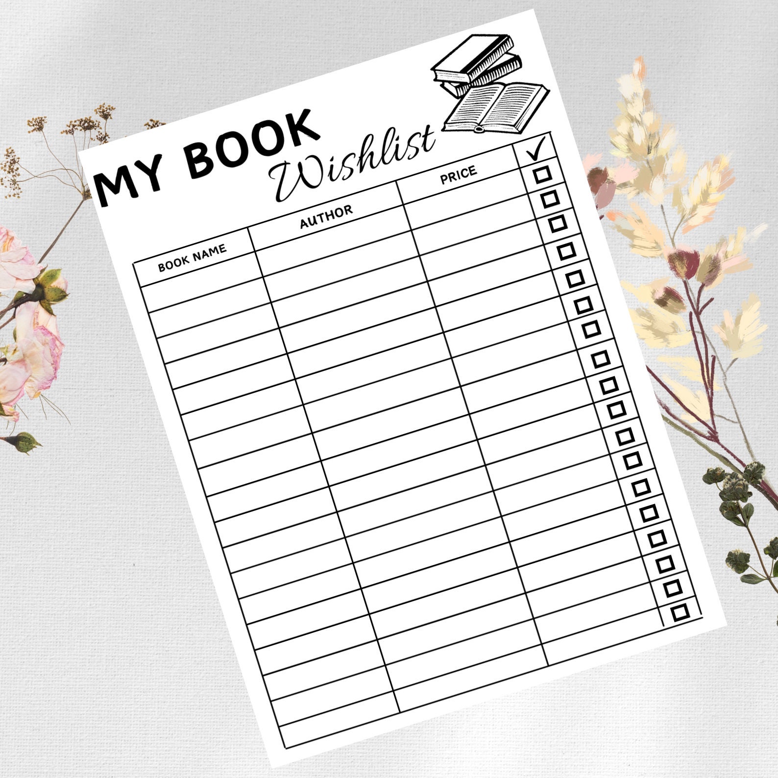 Book Reading Tracker ,A5 Journal Page ,printable My Book Wishlist ...