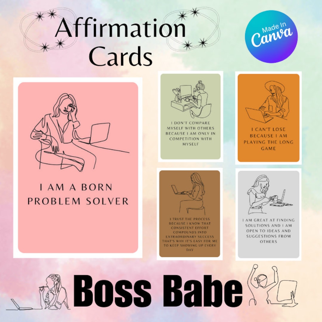 Boss Babe Affirmation Cards Motivational Cards Positivity - Etsy