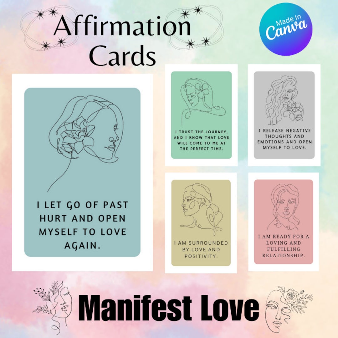 Positive Affirmation Cards for Women Editable Motivational - Etsy