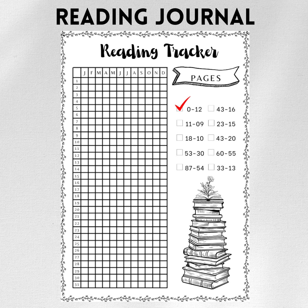 Reading Tracker ,A5 Journal Page ,printable Tracker ,reading Log ...