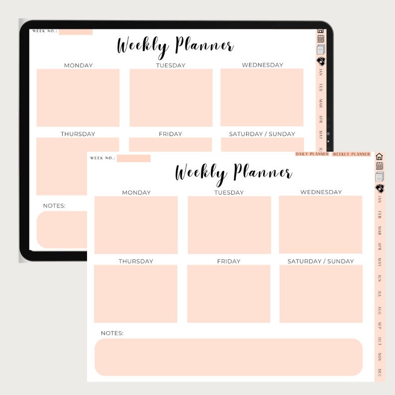 Weekly Planner Printable Landscape, Minimalist Weekly Schedule, Week at ...