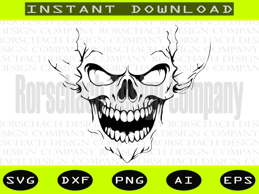 Skull Face Svg Skull Face Clipart Evil Skull Svg Skull Svg - Etsy