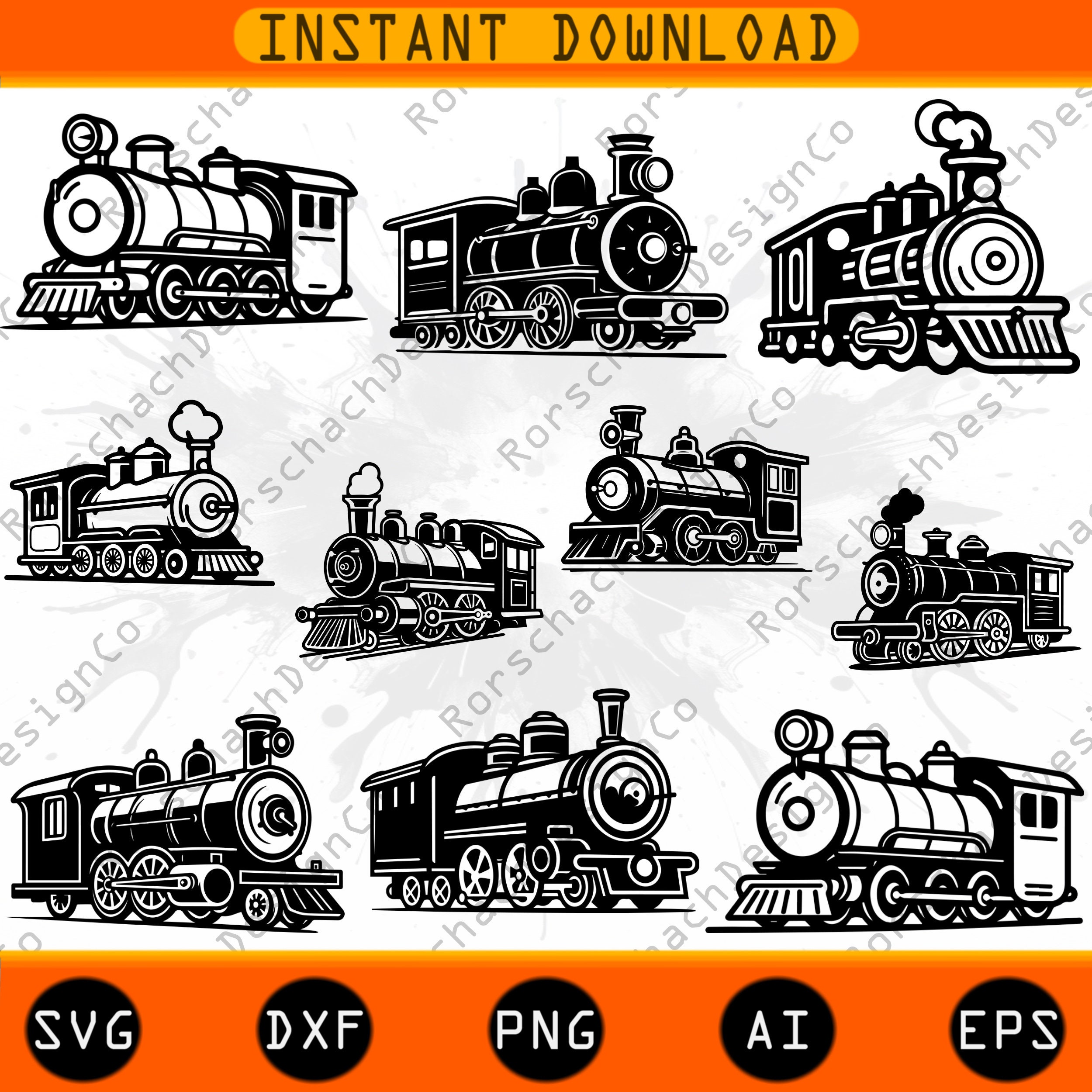 10 Paquete SVG de motor de vapor, paquete de imágenes prediseñadas de ...