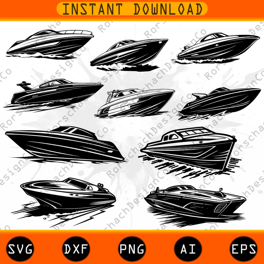 10 Speed Boat Svg Bundle, Boat Clipart Pack, Boat Svg, Racing Svg, Boat ...