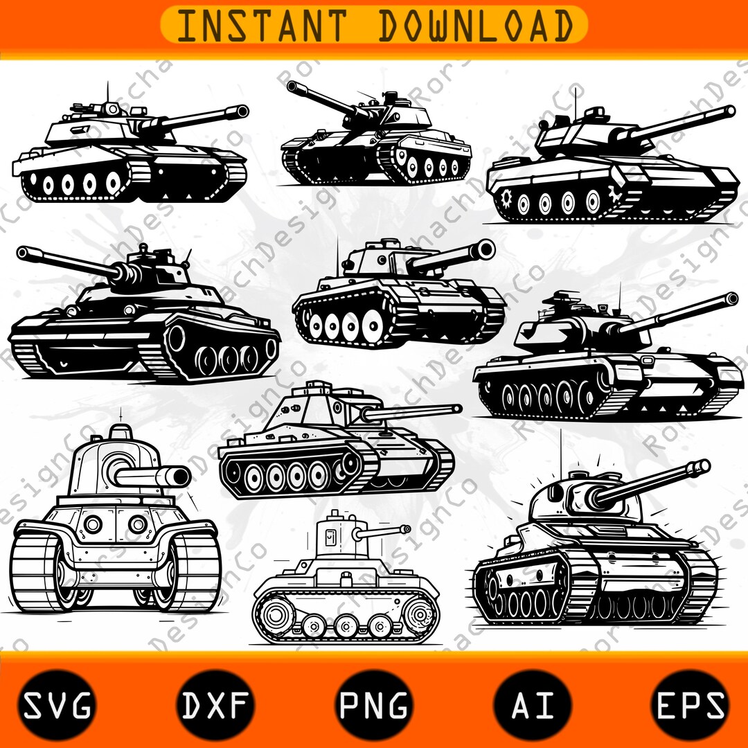 10 Tank Svg Bundle, Army Clipart Pack, Weapon Svg, War Svg, Army Svg ...