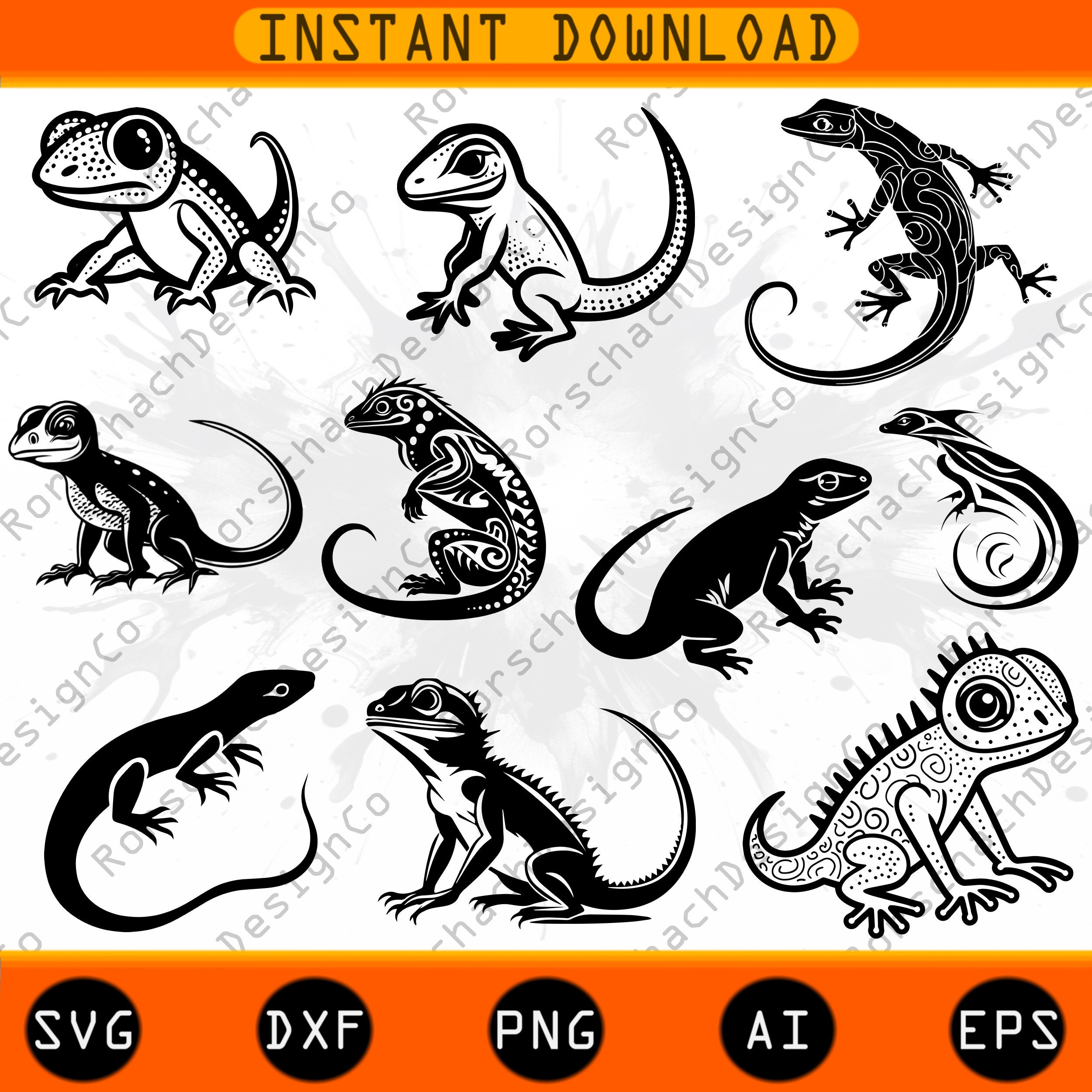 10 Lizard Svg Bundle, Lizard Clipart Bundle, Animal Svg, Reptile Svg ...