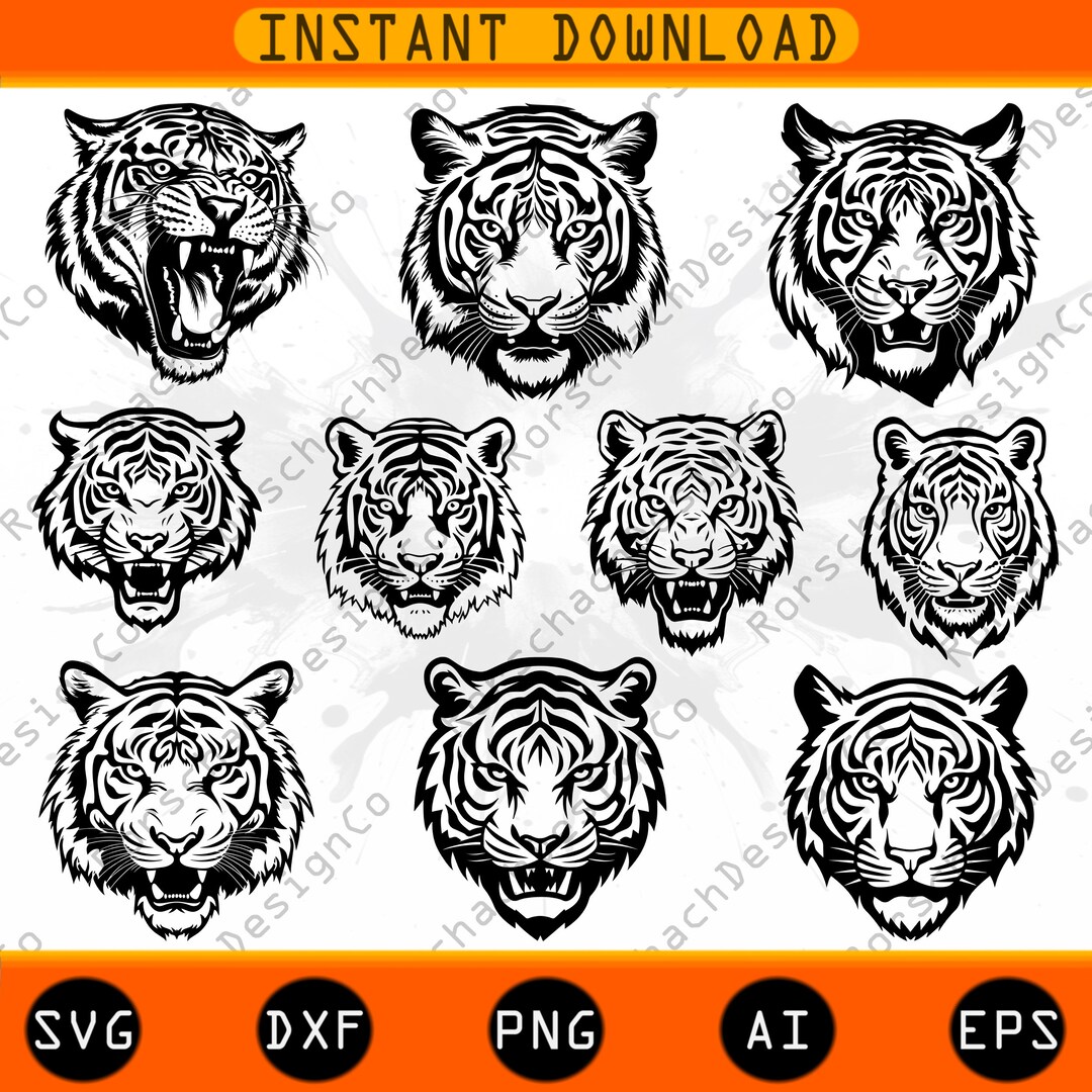 10 Tiger Svg Bundle, Tiger Clipart Pack, Big Cat Svg, Svg Bundle ...