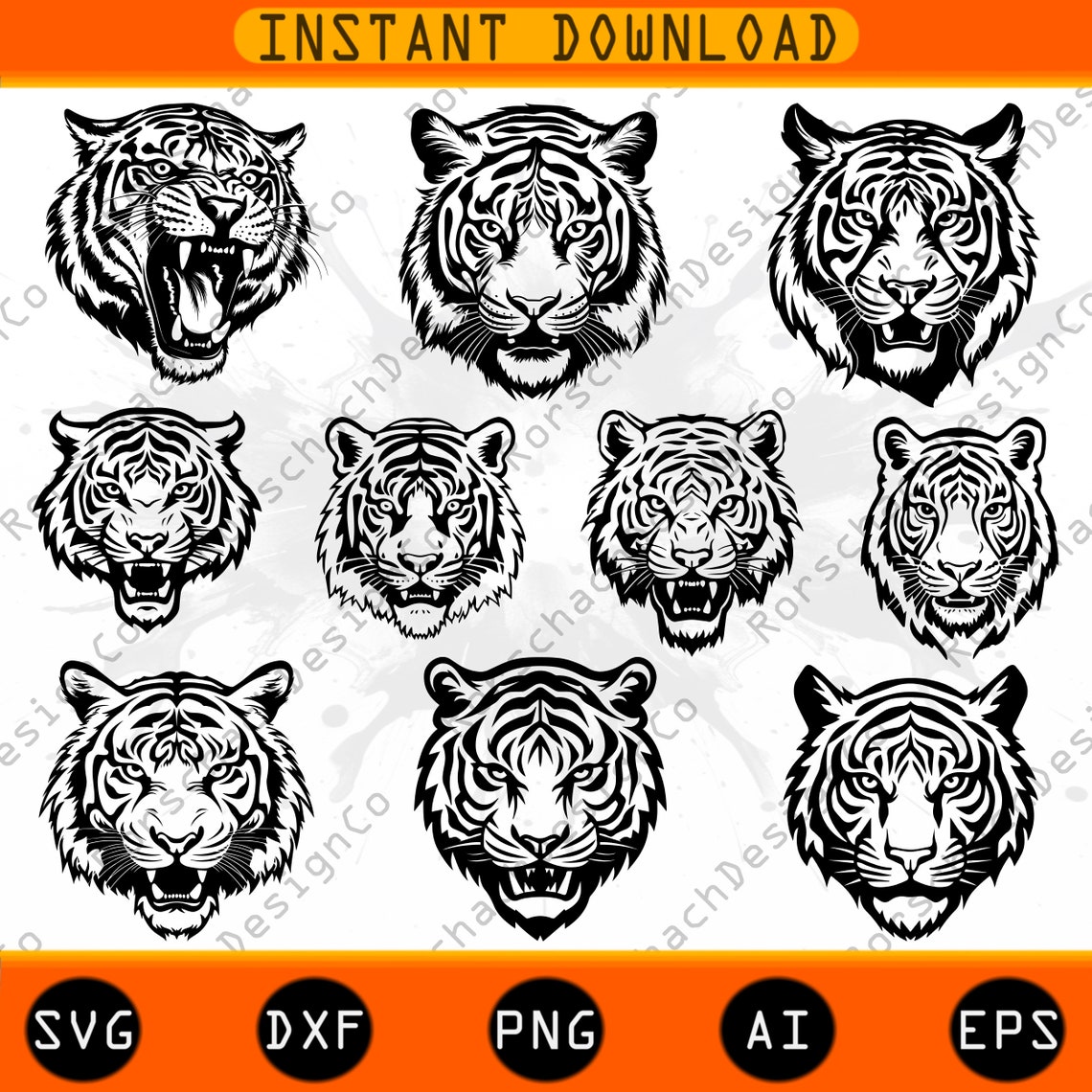 10 Tiger Svg Bundle, Tiger Clipart Pack, Big Cat Svg, Svg Bundle ...