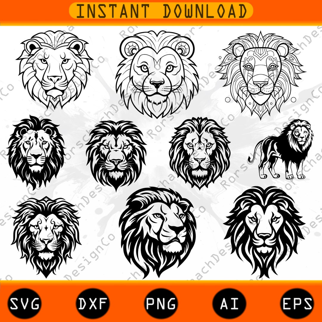 Buy 10 Lion Svg Bundle, Lion Clipart Bundle, Big Cat Svg, Animal Svg ...