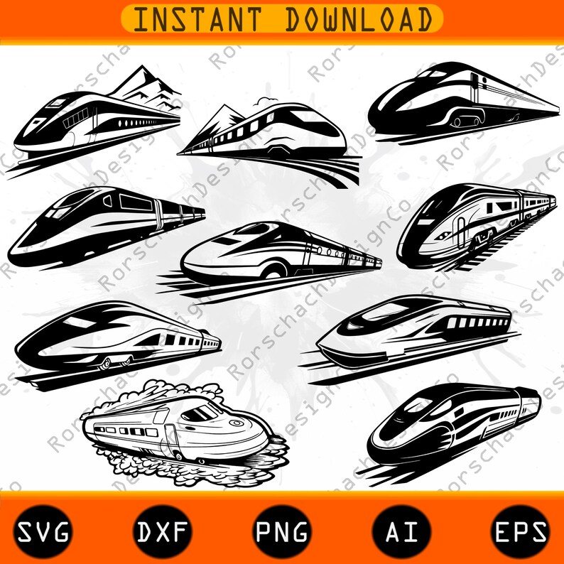 10 Bullet Train Svg Bundle Train Clipart Pack Svg Bundle - Etsy