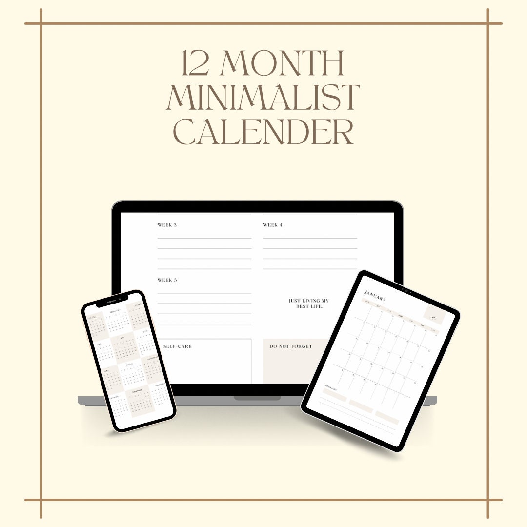 12 Month Words of Affirmations Minimalist Calendar - Etsy