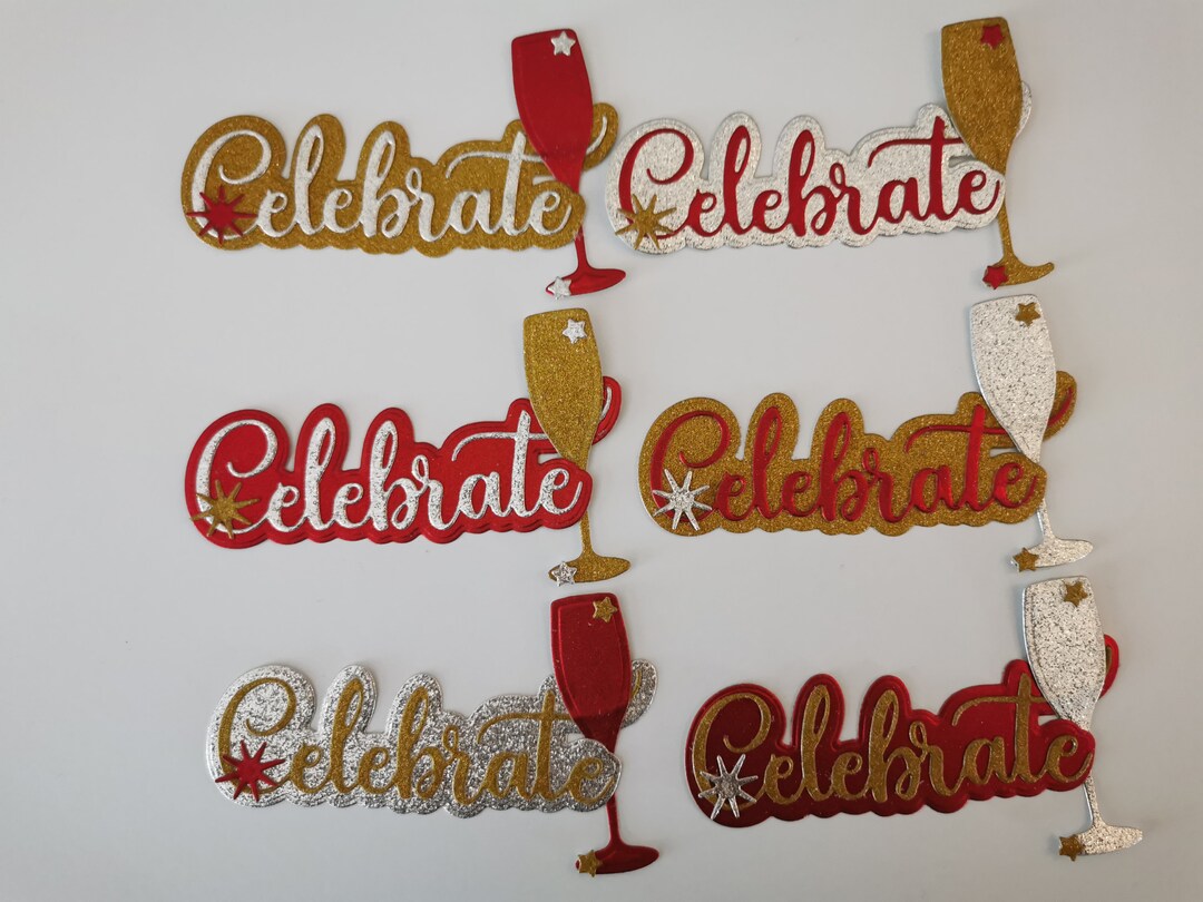6 Celebrate Card Cake Cupcake Toppers/ Embellishments/ Decorations - Etsy