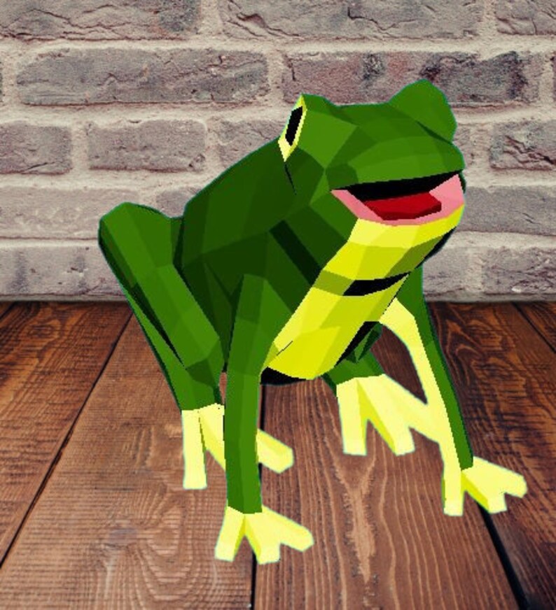 Frog Papercraft, Digital Template, Origami, PDF Download DIY, Low Poly ...