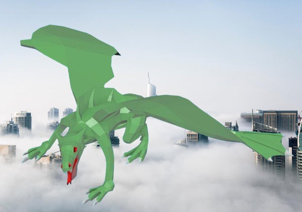 Gargoyle Papercraft, Digital Template, Origami, PDF Download DIY, Low ...