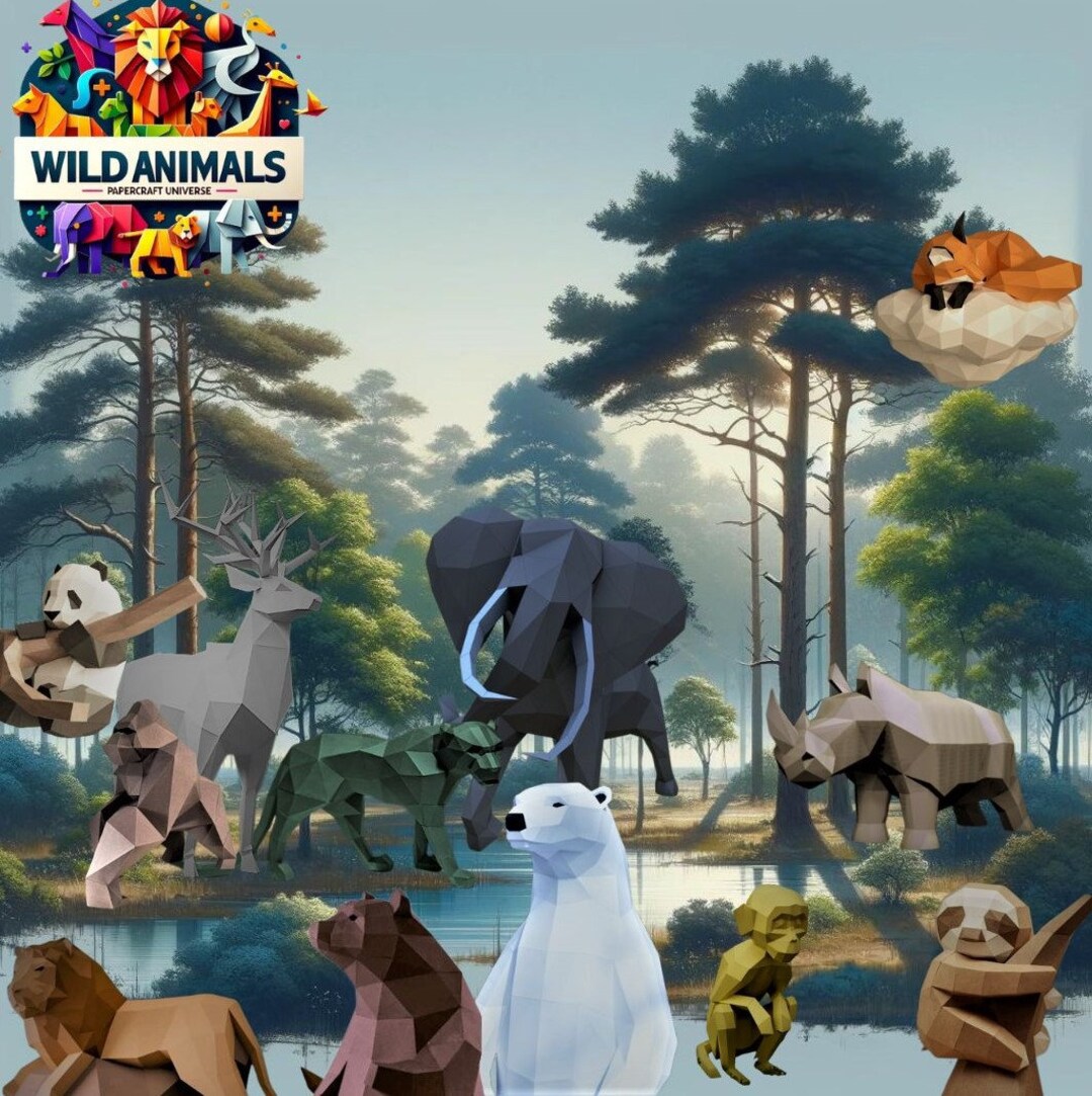 Pack of 12 Wild Animal Paper Craft Templates on Etsy Perfect for ...