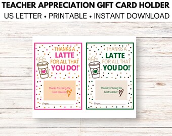 Editable Teacher Appreciation Gift, Thank You Card, Teacher Gift Card ...