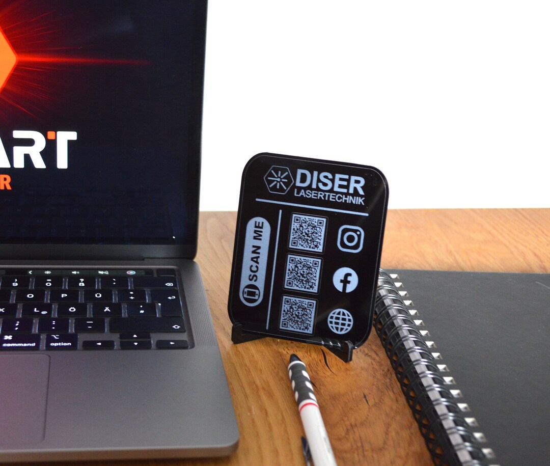 Social Media Table Stand With QR Code Acrylic Engraving Personalized ...