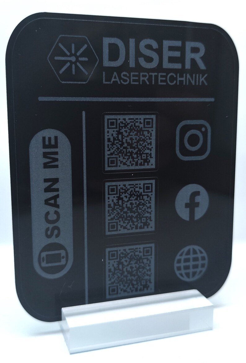 Social Media Table Stand With QR Code Acrylic Engraving Personalized ...