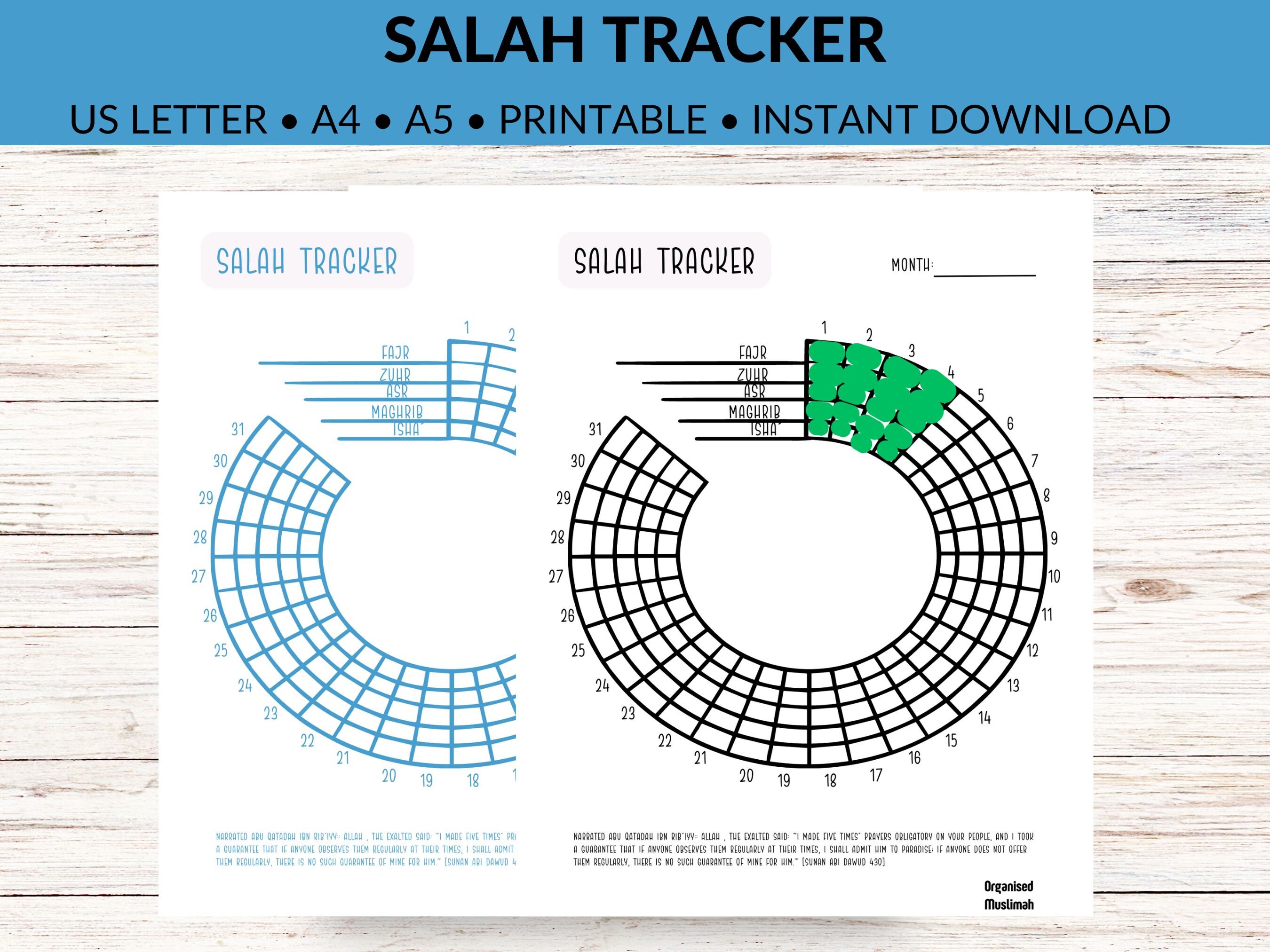 Salah Tracker Muslim Prayer Tracker Salah Printable - Etsy