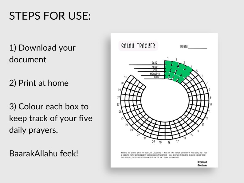 Salah Tracker Muslim Prayer Tracker Salah Printable - Etsy