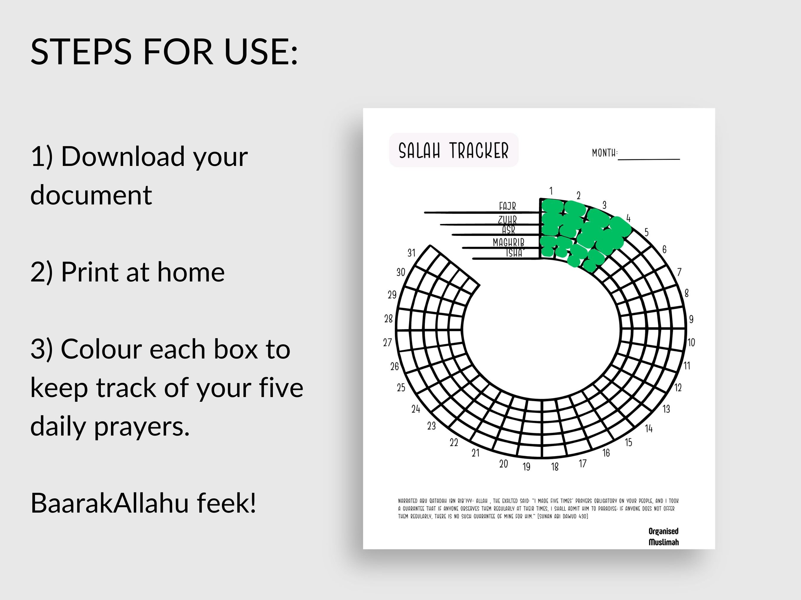 Salah Tracker Muslim Prayer Tracker Salah Printable - Etsy
