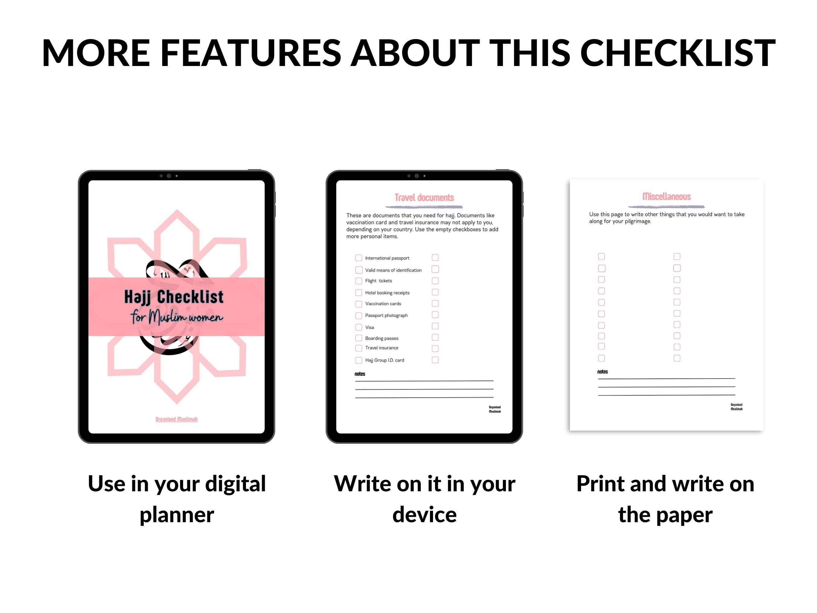 Hajj Checklist for Muslim Women | Hajj Checklist | Checklist for Hajj ...