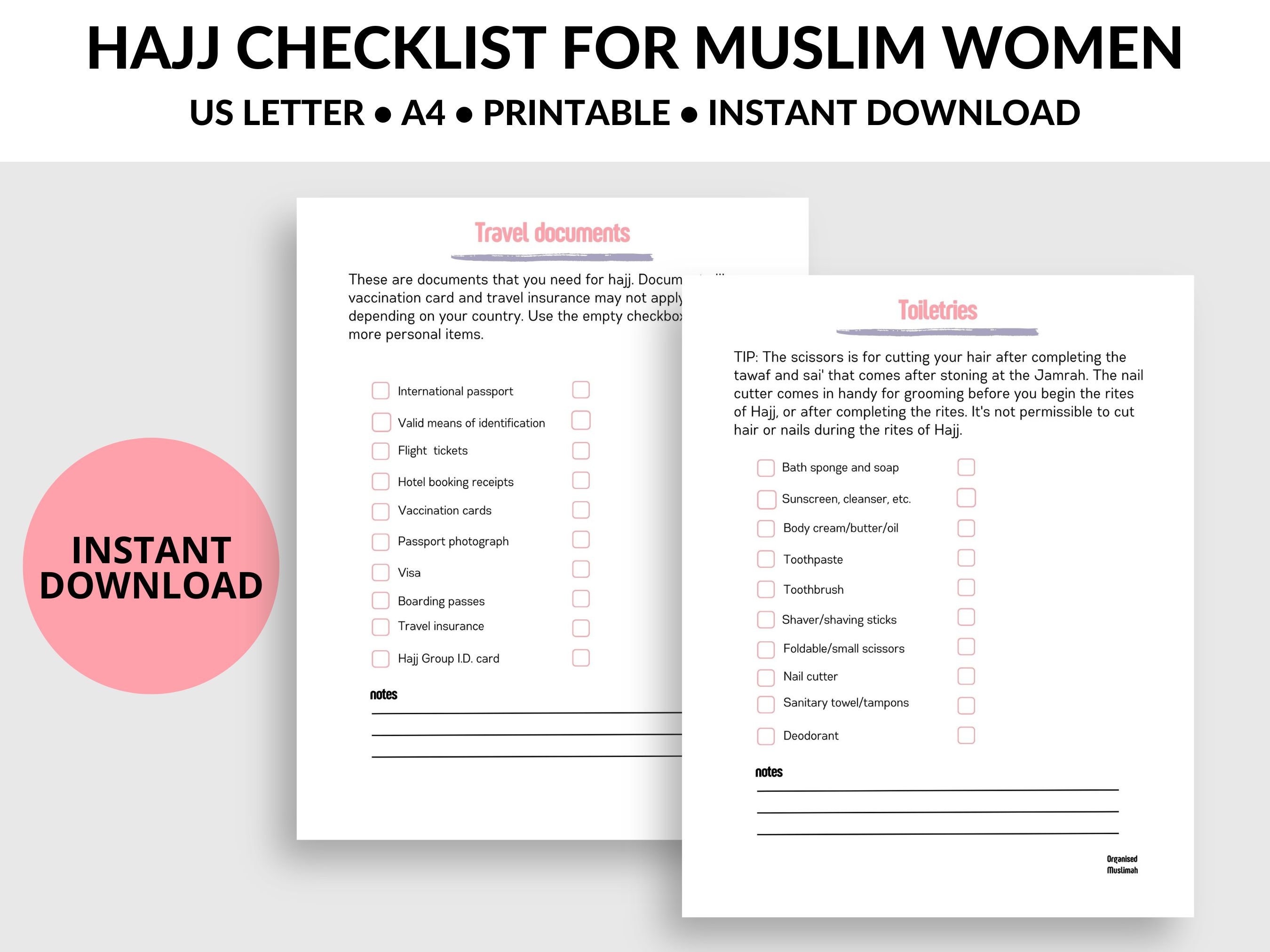 Hajj Checklist for Muslim Women | Hajj Checklist | Checklist for Hajj ...
