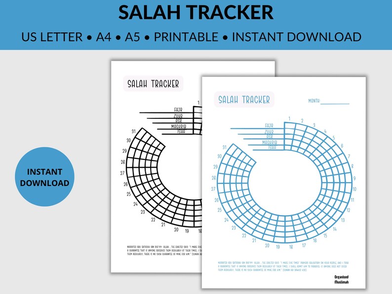 Salah Tracker Muslim Prayer Tracker Salah Printable - Etsy