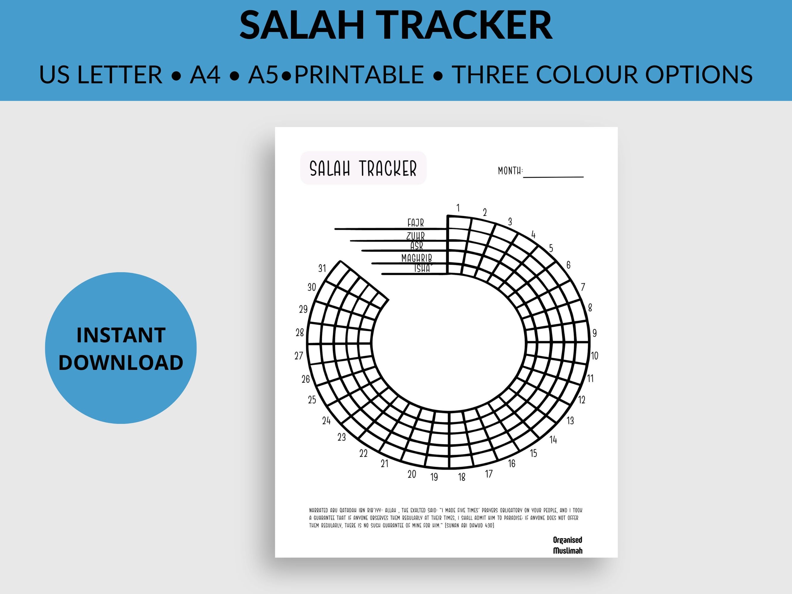 Salah Tracker Muslim Prayer Tracker Salah Printable - Etsy