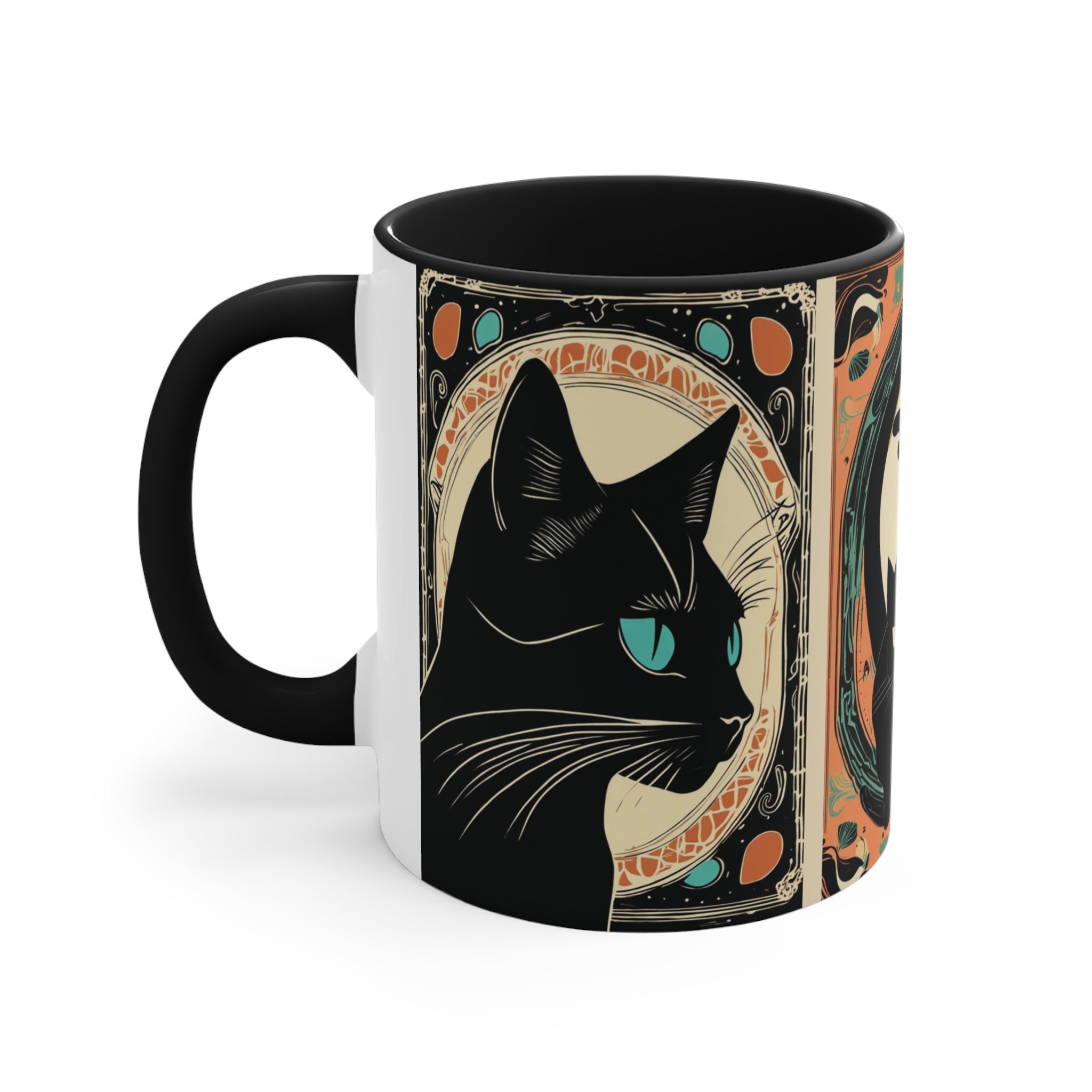 Mystic Black Cat Mug,cat Lover Gift,enchanting Mug,mystic Cat Design ...