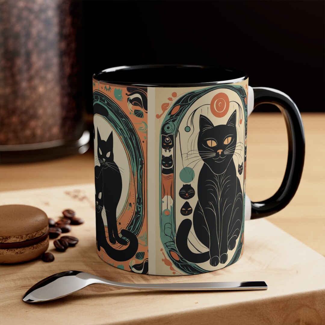 Mystic Black Cat Mug,cat Lover Gift,enchanting Mug,mystic Cat Design ...