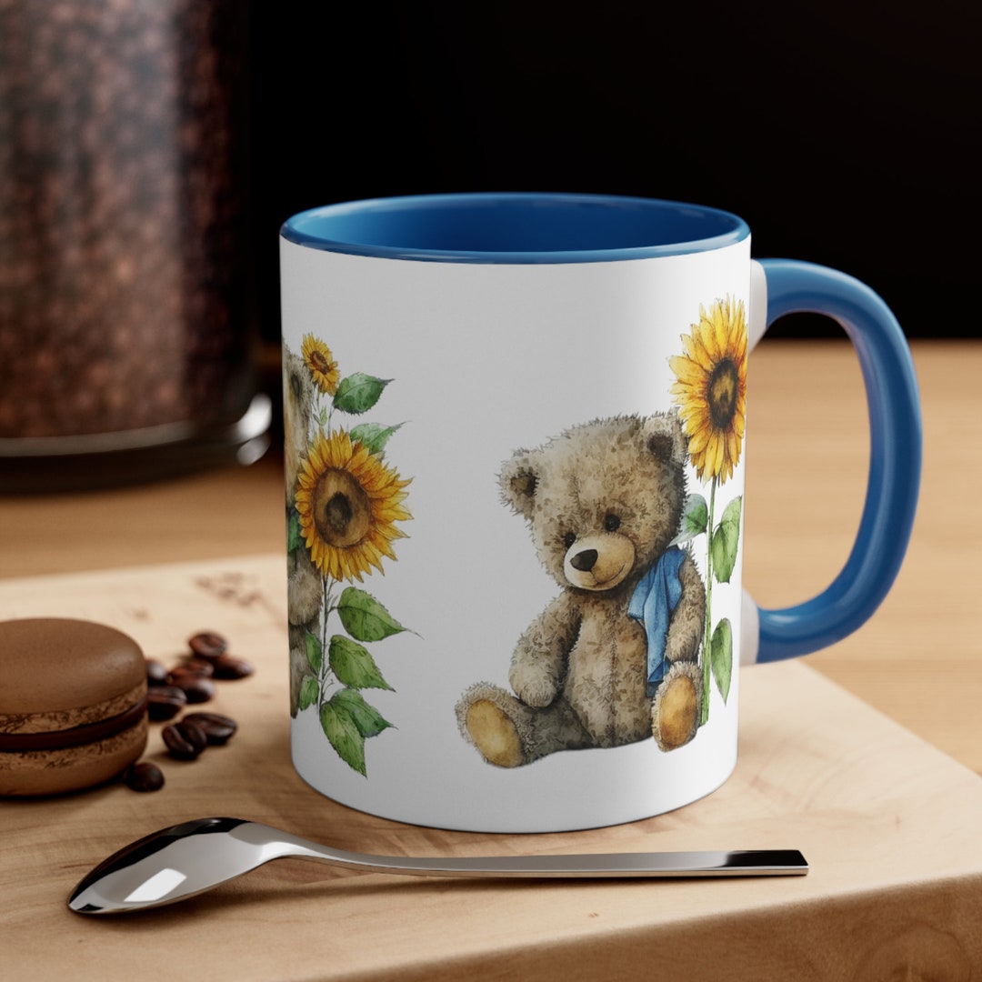 Watercolor Teddy Bear Mug, Cute Teddy Bear Coffee Cup, Cute Teddy Bear ...