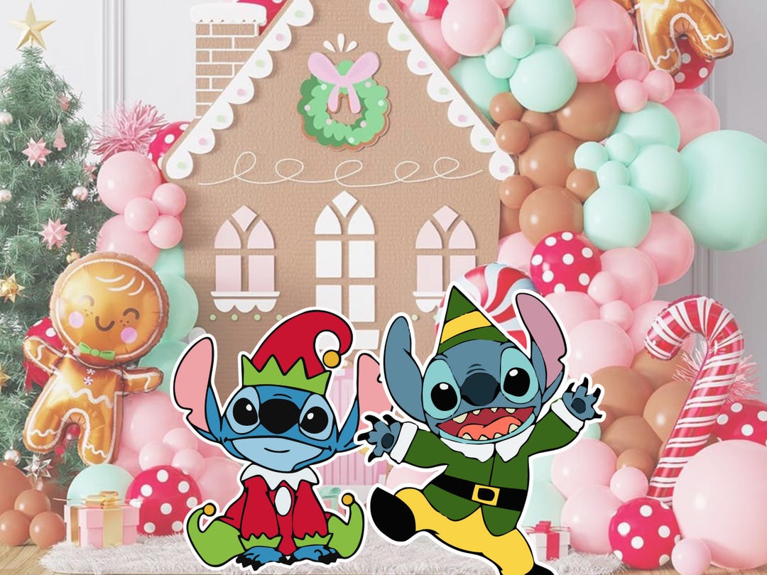 Christmas Lilo and Stitch Cutout, Stitch Big Decor, Party Decoration ...