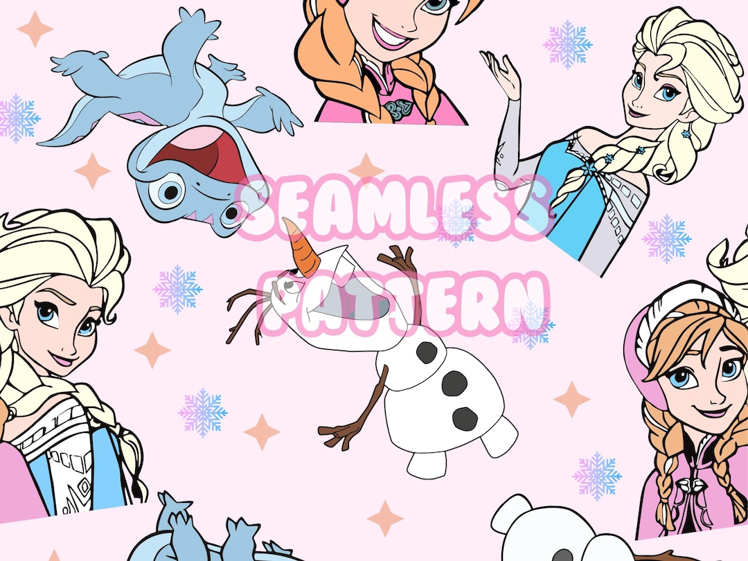 Frozen Elsa Anna Magical Ice Princess Repeating Pattern for Fabric ...