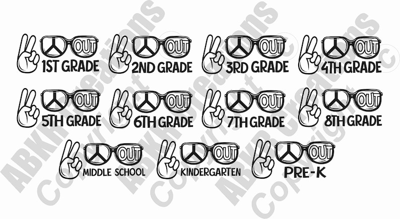 Peace Out Pre-k, Kindergarten 1st, 2nd, 3rd, 4th, 5th, 6th, 7th, 8th ...