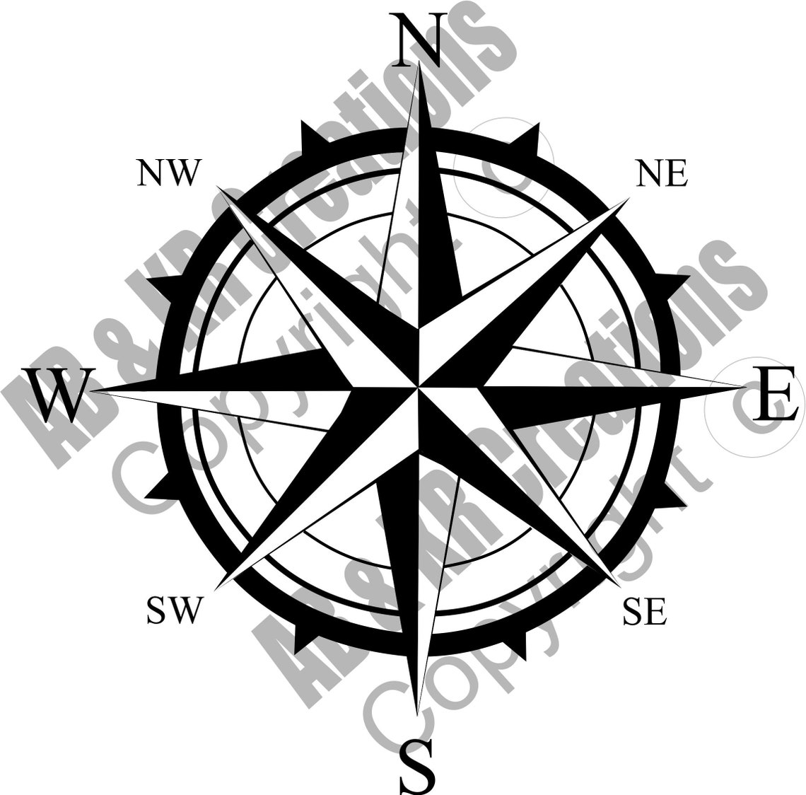 Compass Rose Digital Download Compass Svg Png and Jpg - Etsy